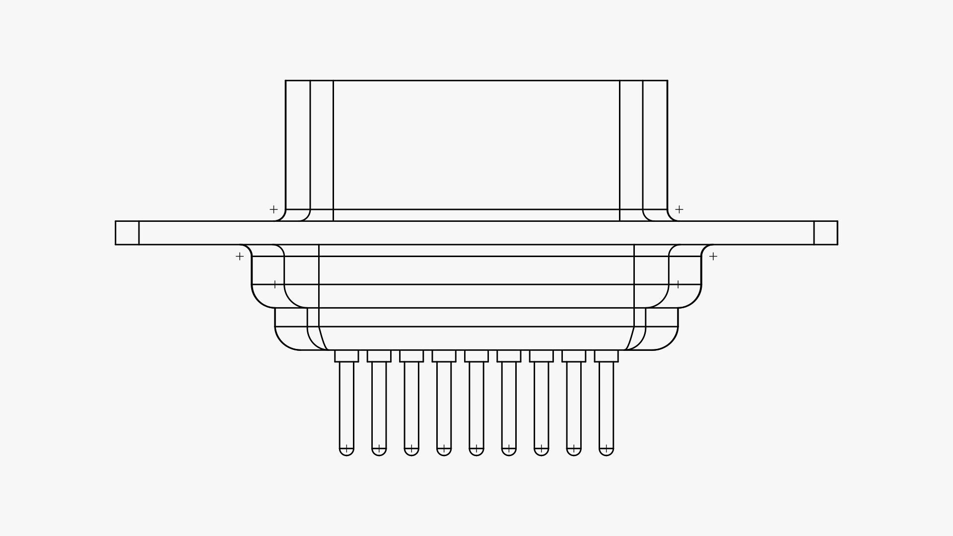 DB9 female connector through hole 3D model | CGTrader
