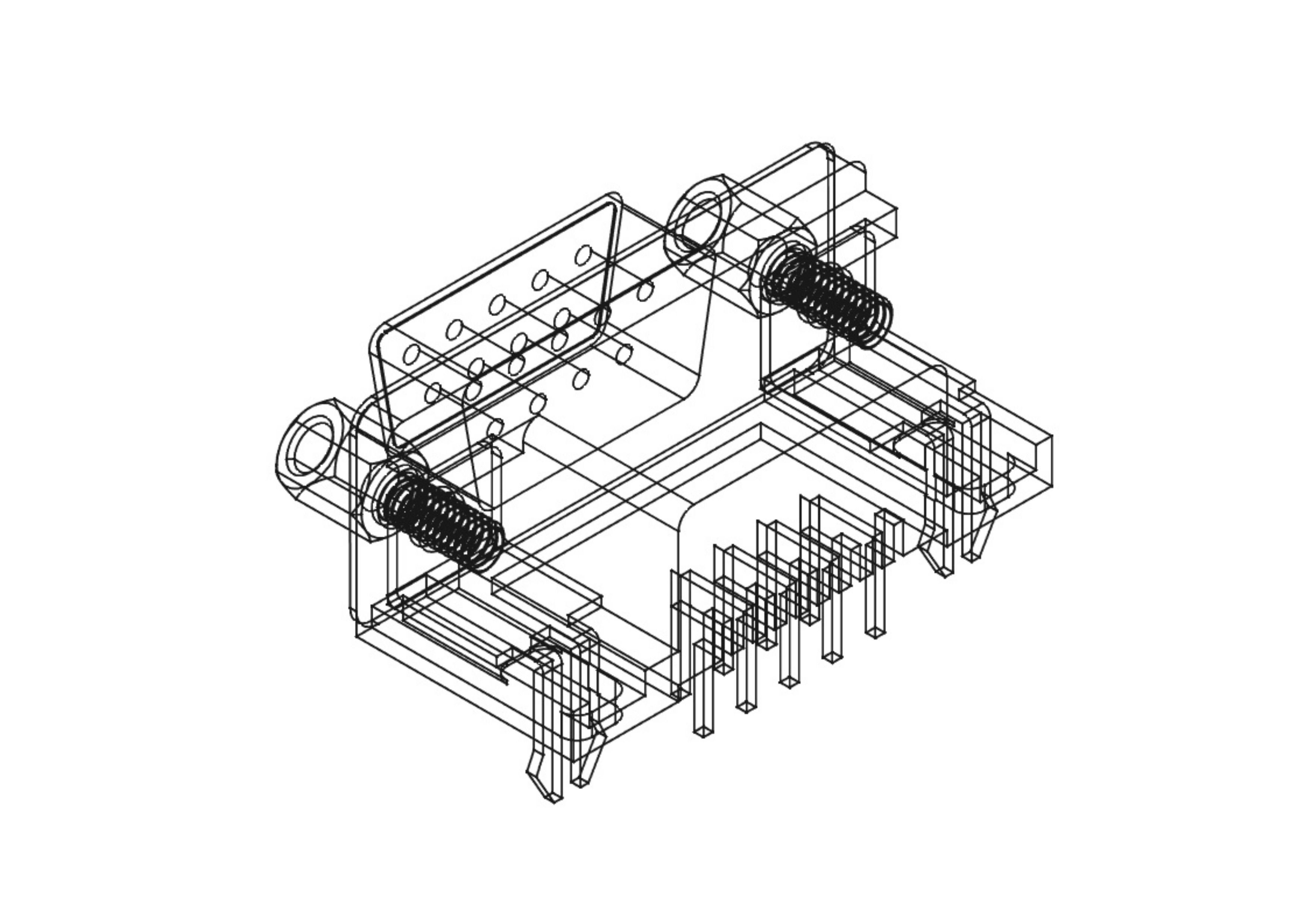 DB9 female connector elbow trough hole 3D model | CGTrader