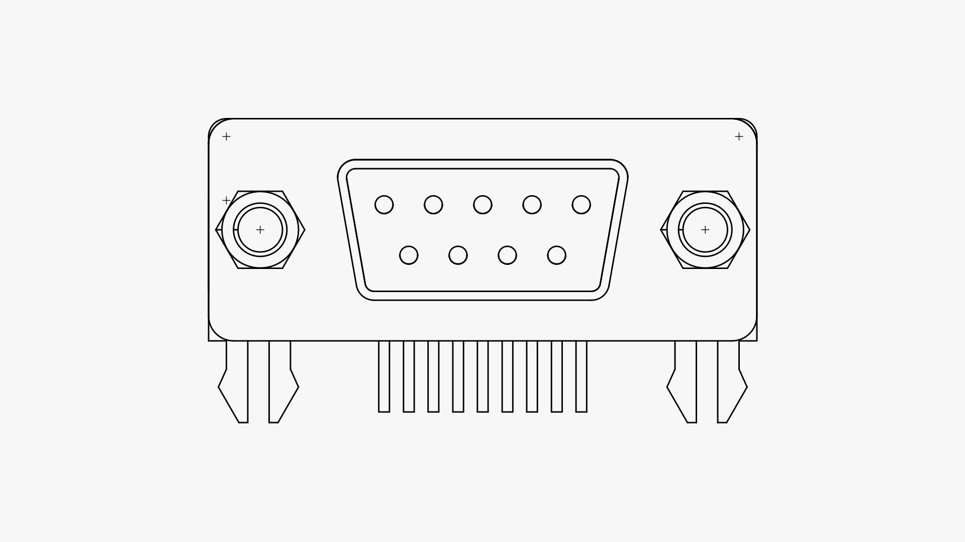 DB9 female connector elbow trough hole 3D model | CGTrader