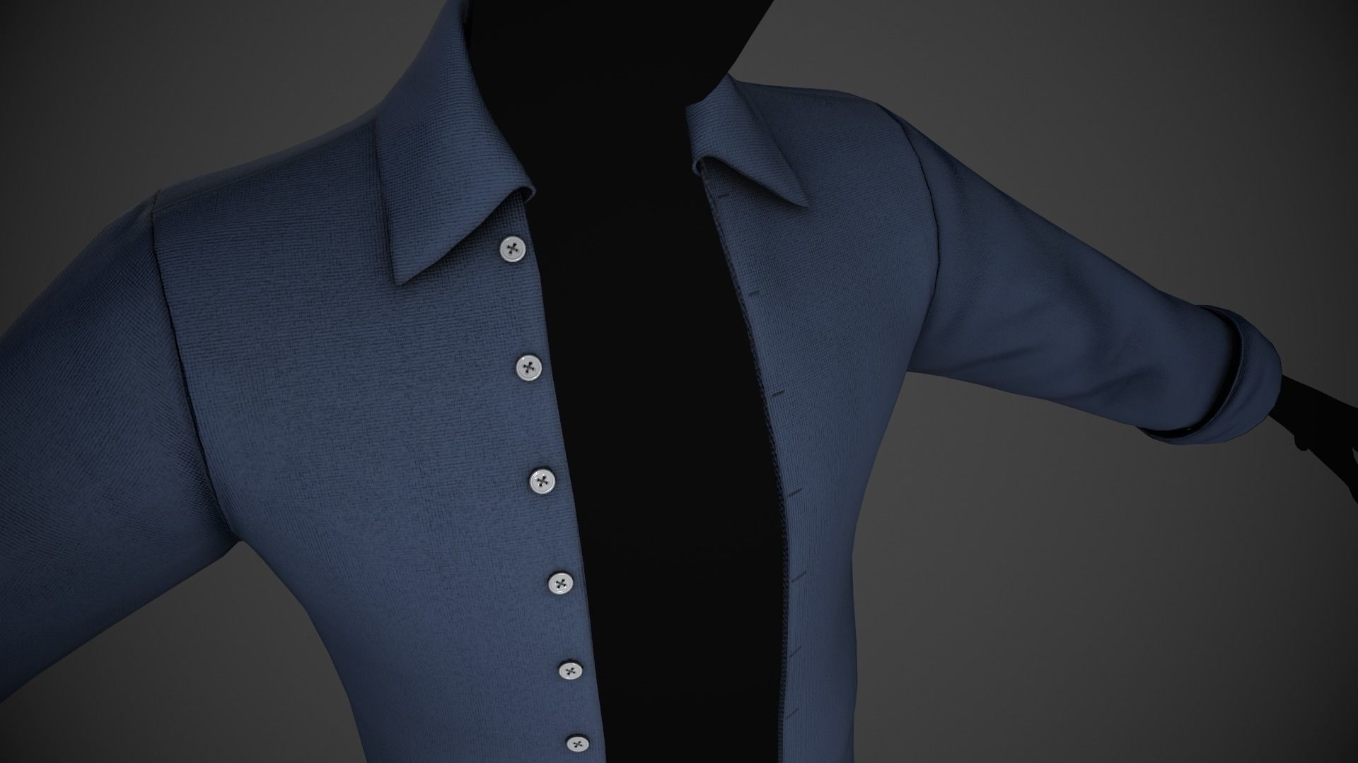 3D model Blue Open Front Shirt Style 1 VR / AR / low-poly | CGTrader