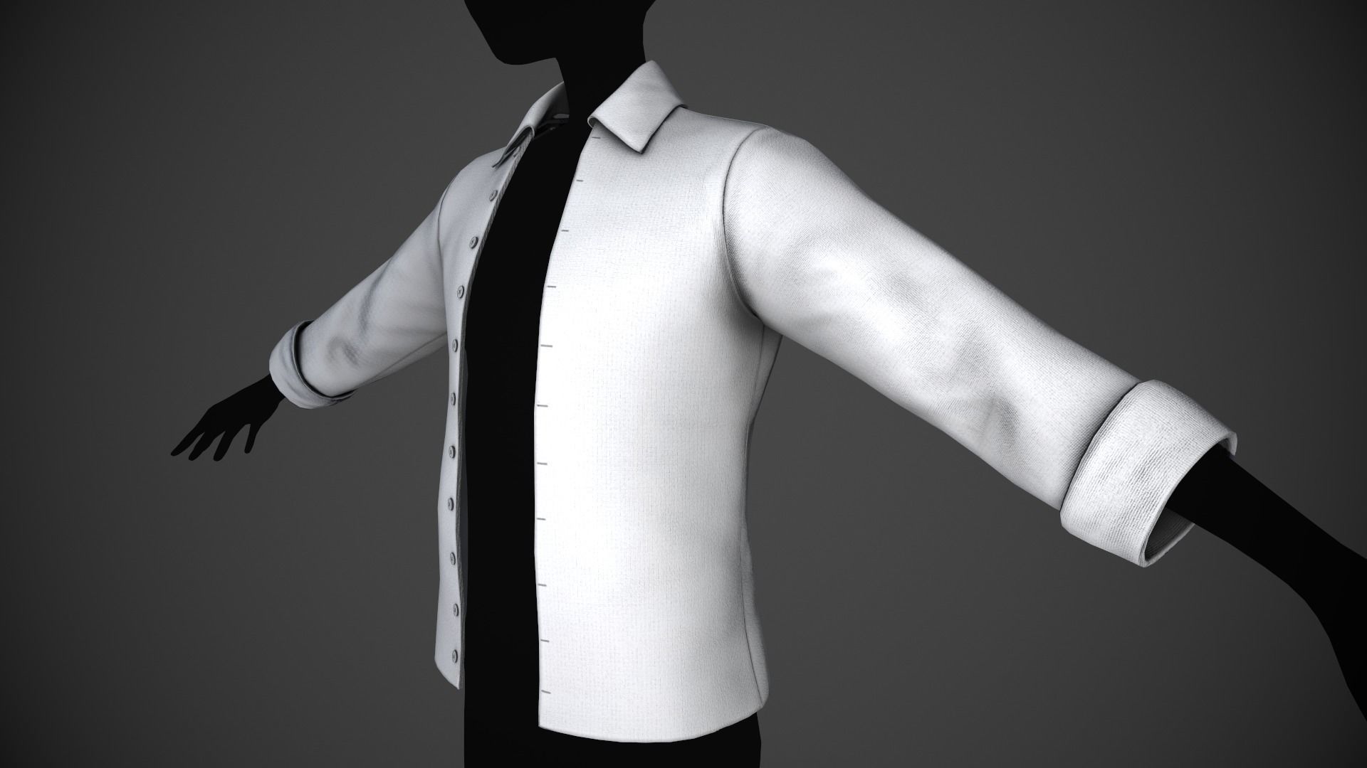 3D model White Open Front Shirt Style 1 VR / AR / low-poly | CGTrader