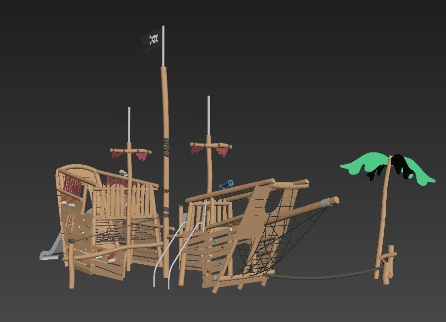 Wooden Pirate Ship theme Kids outdoor Playground 3D model | CGTrader