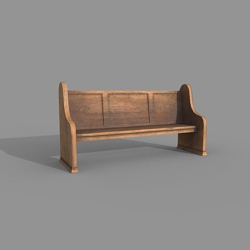 3D model Church Bench Lowpoly Game-Ready PBR 3D Model VR / AR / low ...