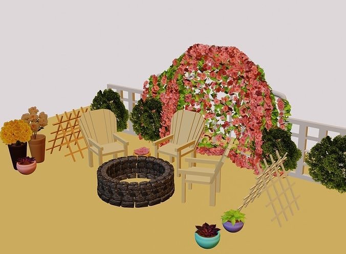 3D model outdoor garden VR / AR / low-poly | CGTrader