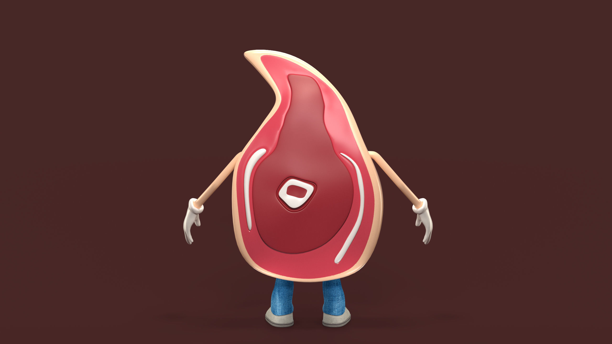 Cartoon food meat girl 3D model rigged | CGTrader