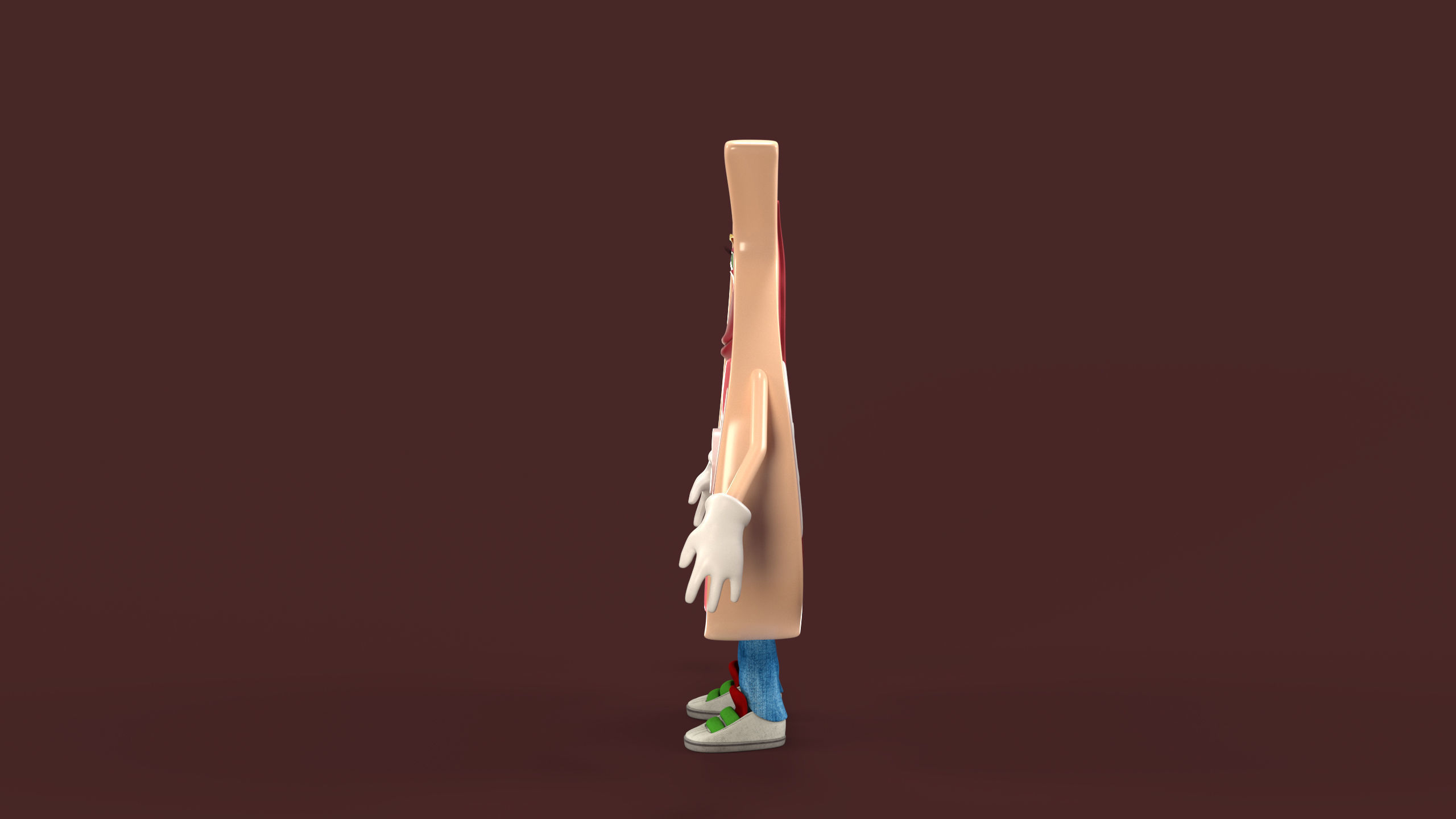 Cartoon food meat girl 3D model rigged | CGTrader
