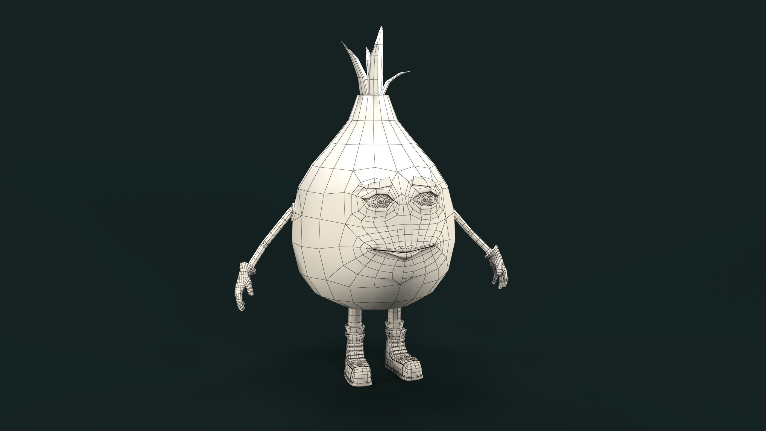 Cartoon food onion girl 3D model rigged | CGTrader