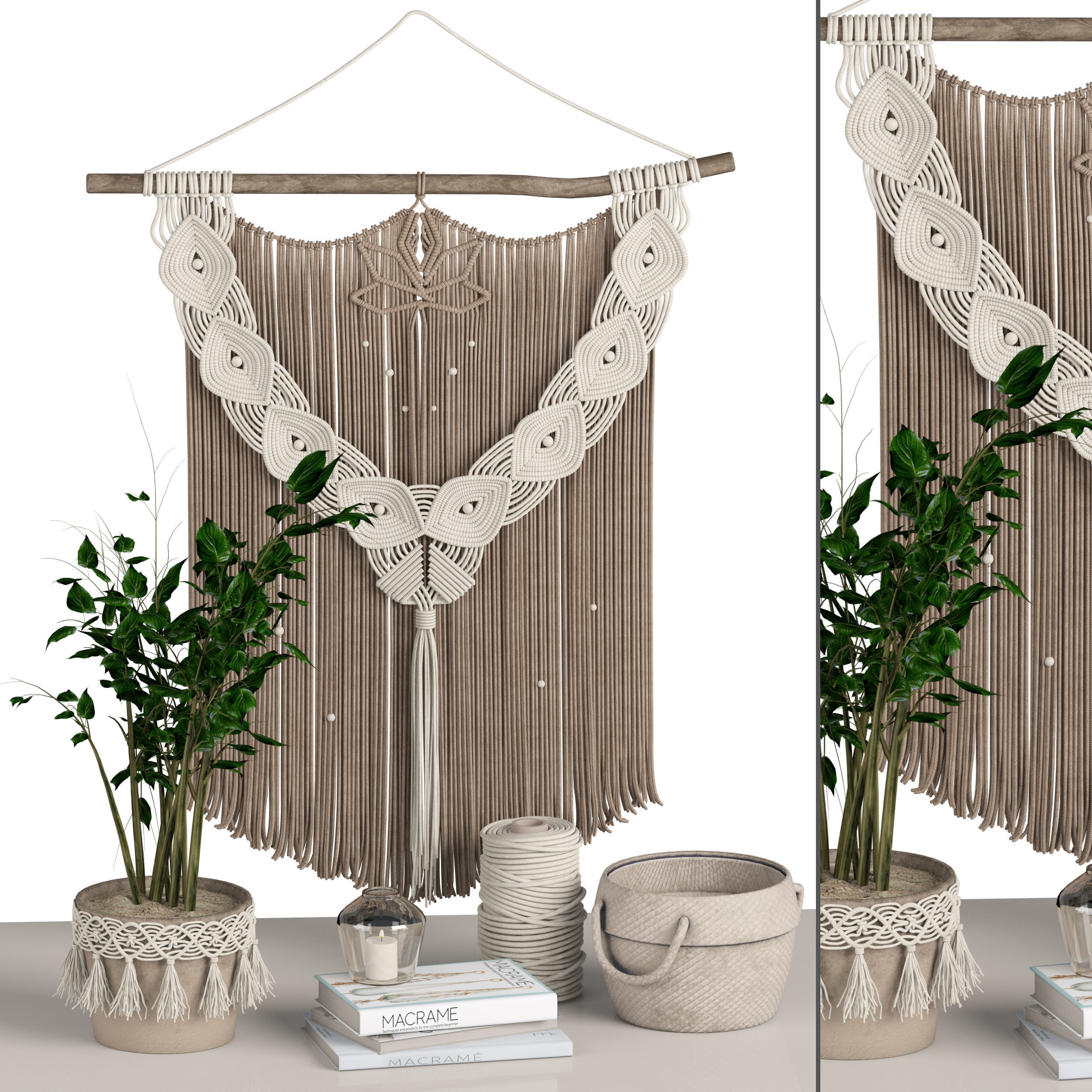 macrame decor set 09 3D model | CGTrader