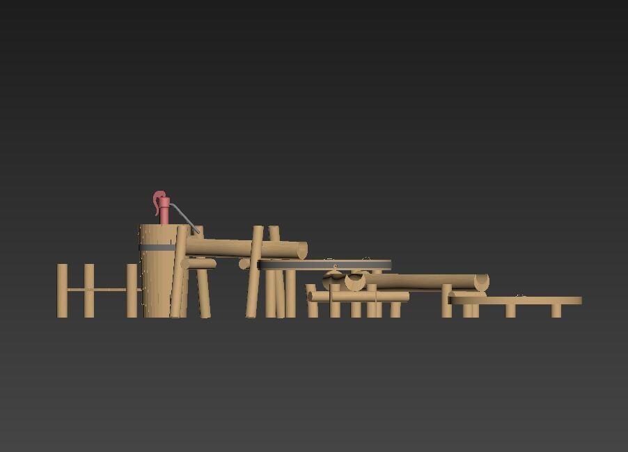 Wooden children outdoor water play equipment 3D model | CGTrader