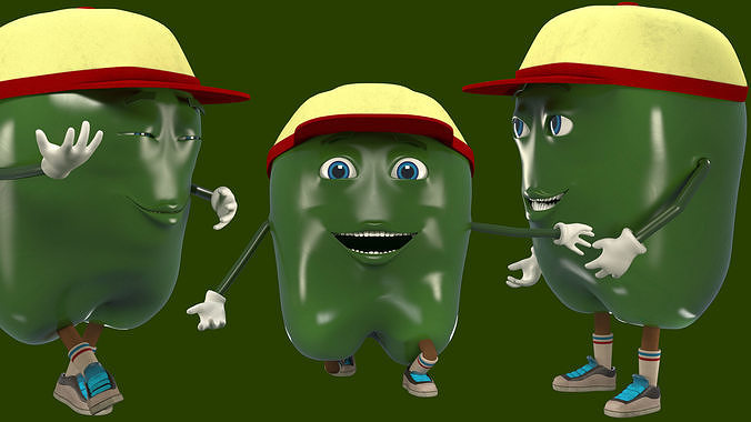 Cartoon food pepper green man 3D model rigged | CGTrader