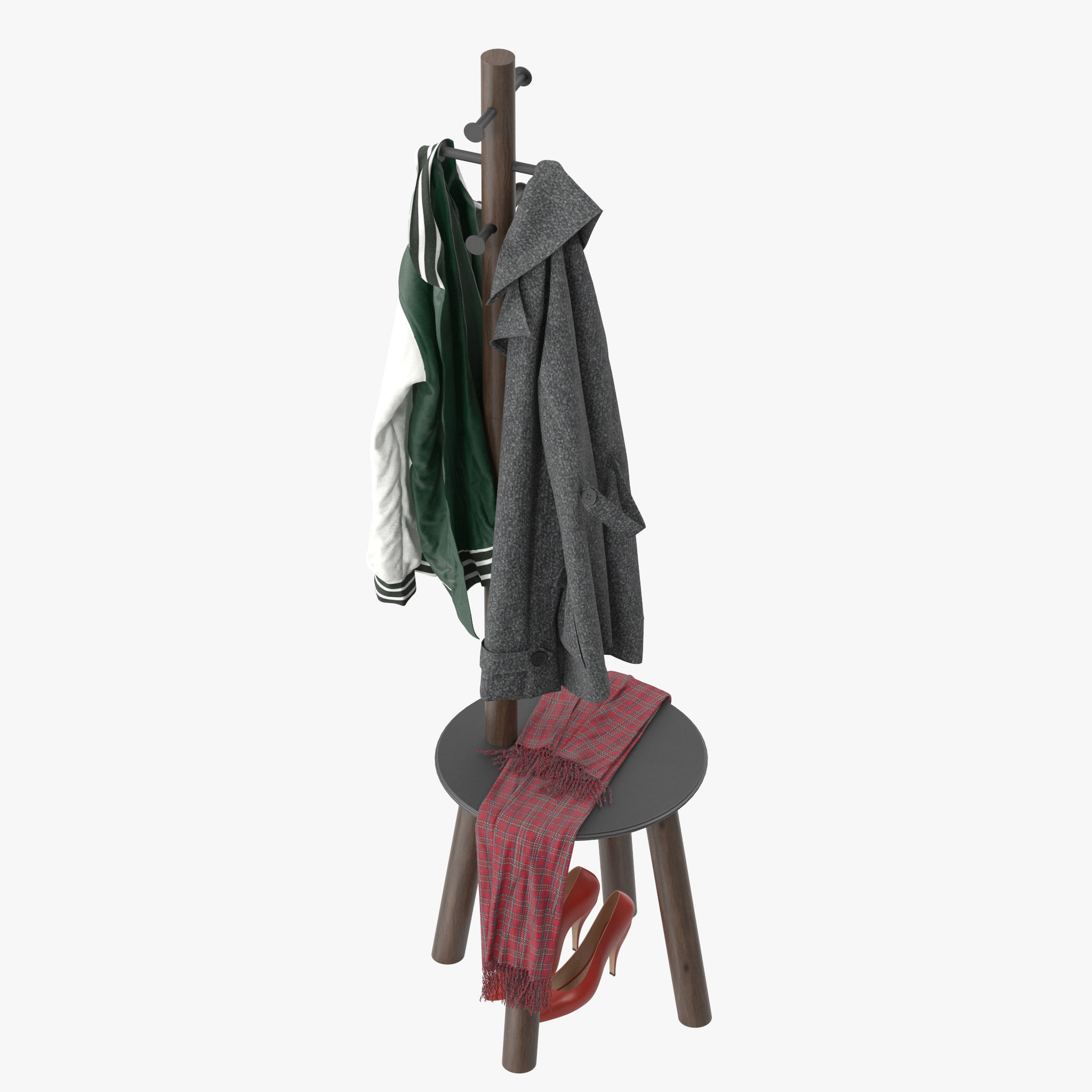 Pillar Stool and Coat Rack 3D model | CGTrader