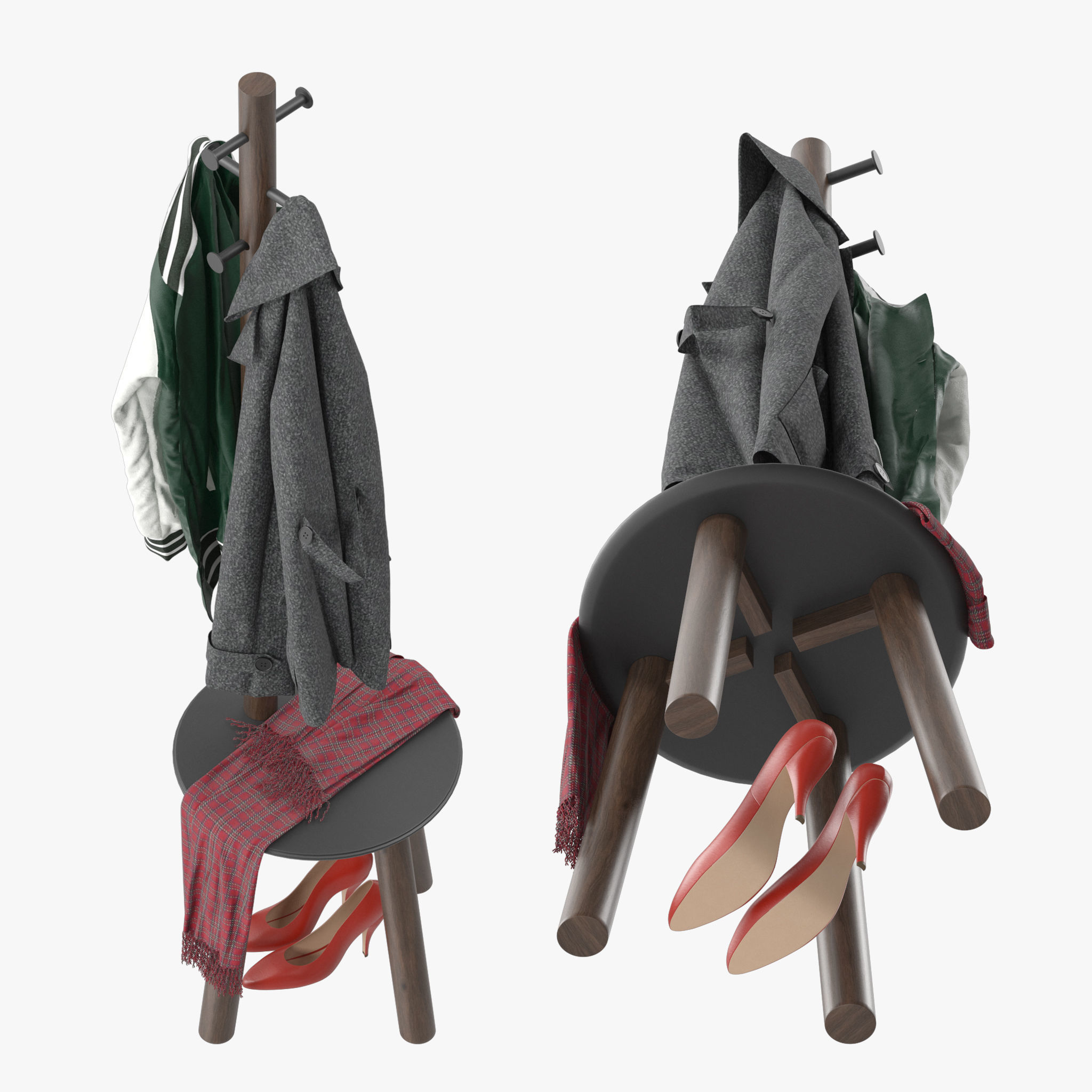 Pillar Stool and Coat Rack 3D model | CGTrader