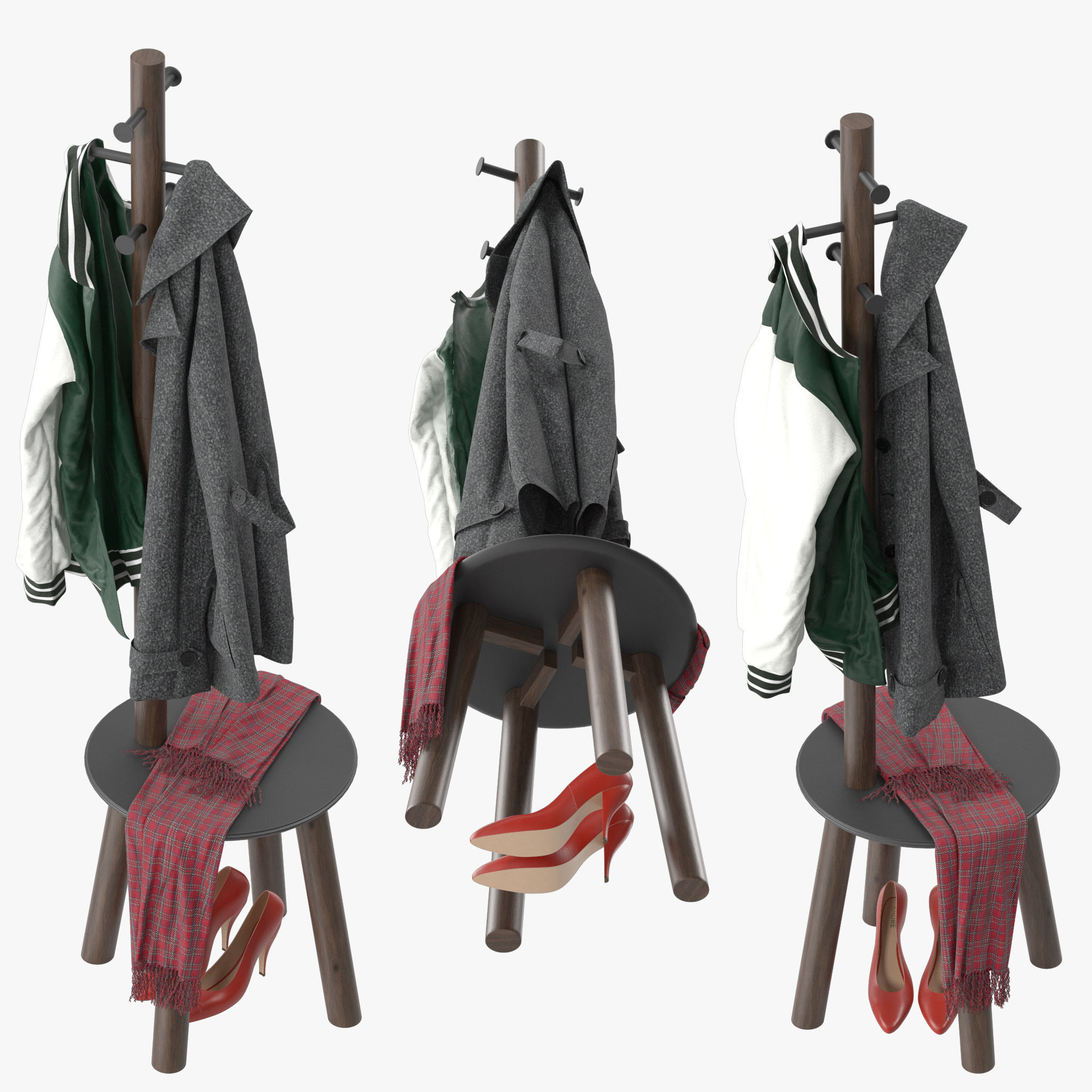 Pillar Stool and Coat Rack 3D model | CGTrader