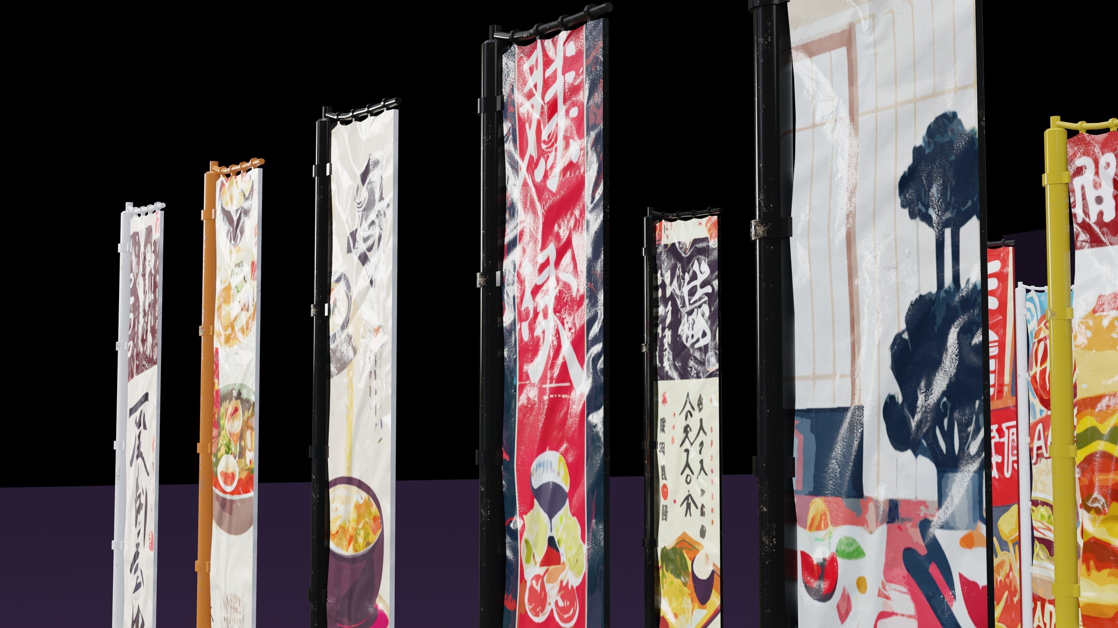 Texture 35 Japanese Style Restaurant Signs and Posters VR / AR / low ...