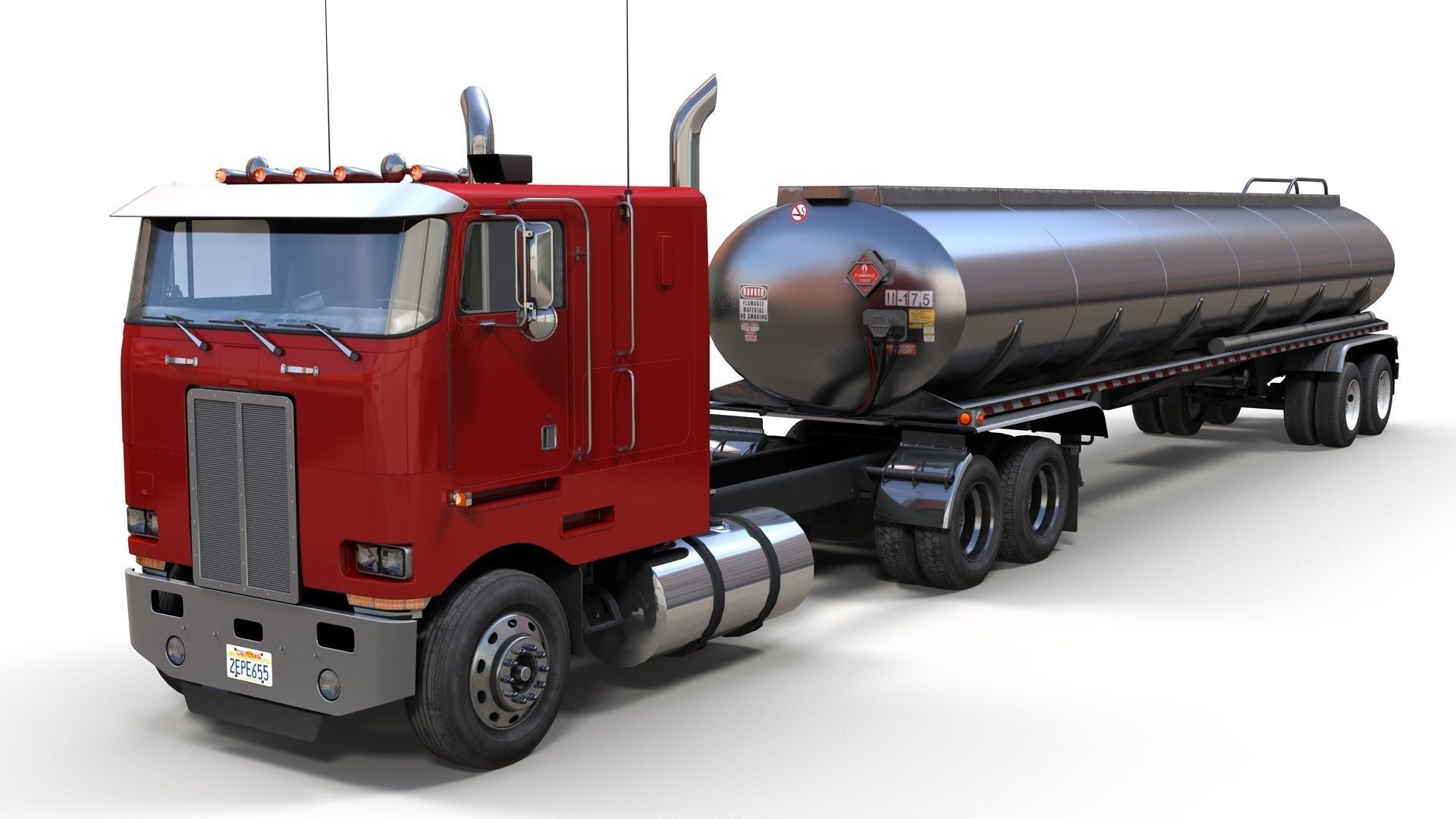 3D model Peterbilt 362 custom fuel trailer VR / AR / low-poly | CGTrader