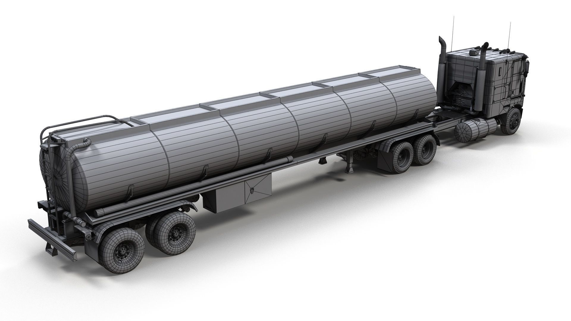 3D model Peterbilt 362 custom fuel trailer VR / AR / low-poly | CGTrader
