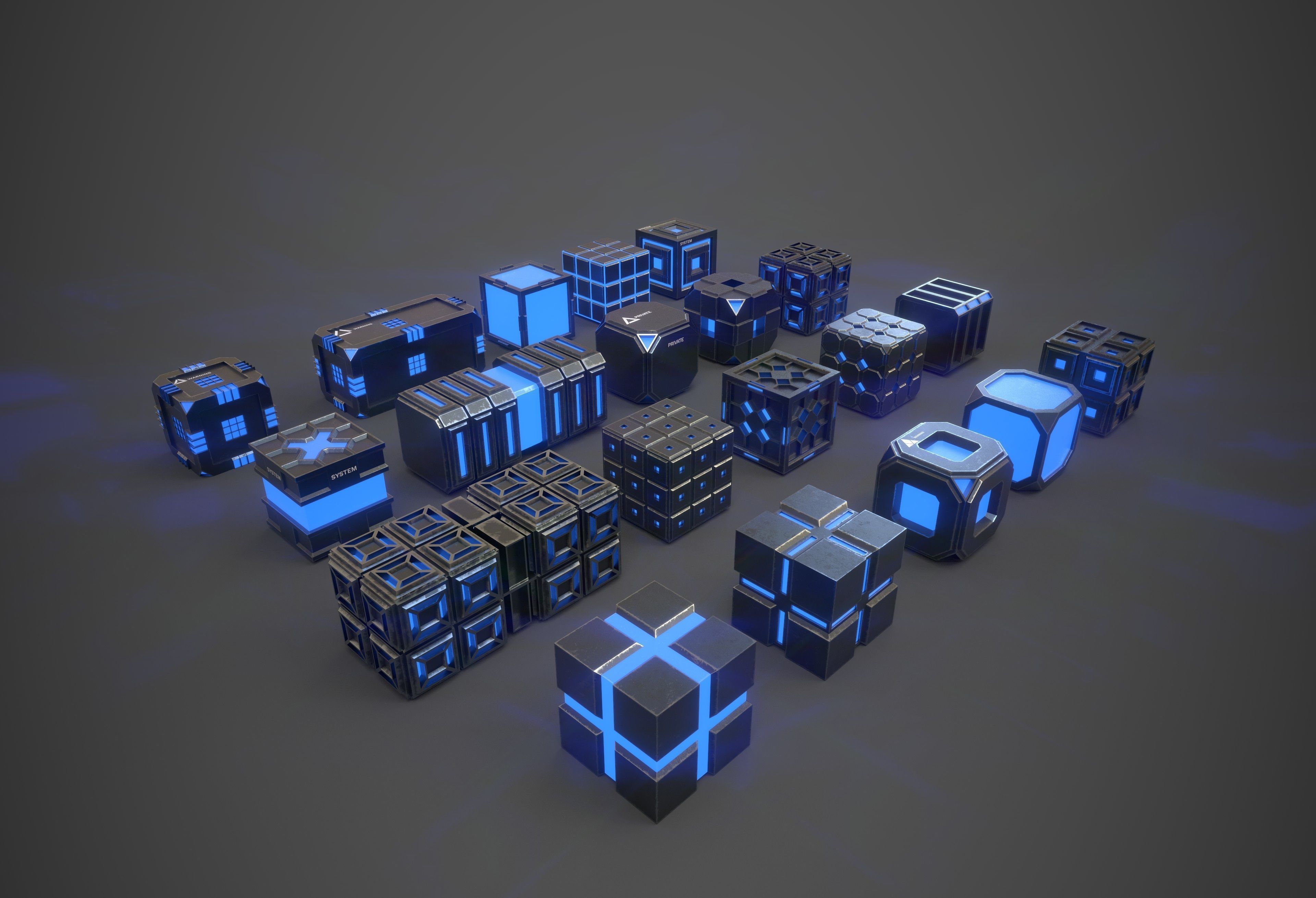 3D model Sic-Fi Box Collection Metal VR / AR / low-poly | CGTrader