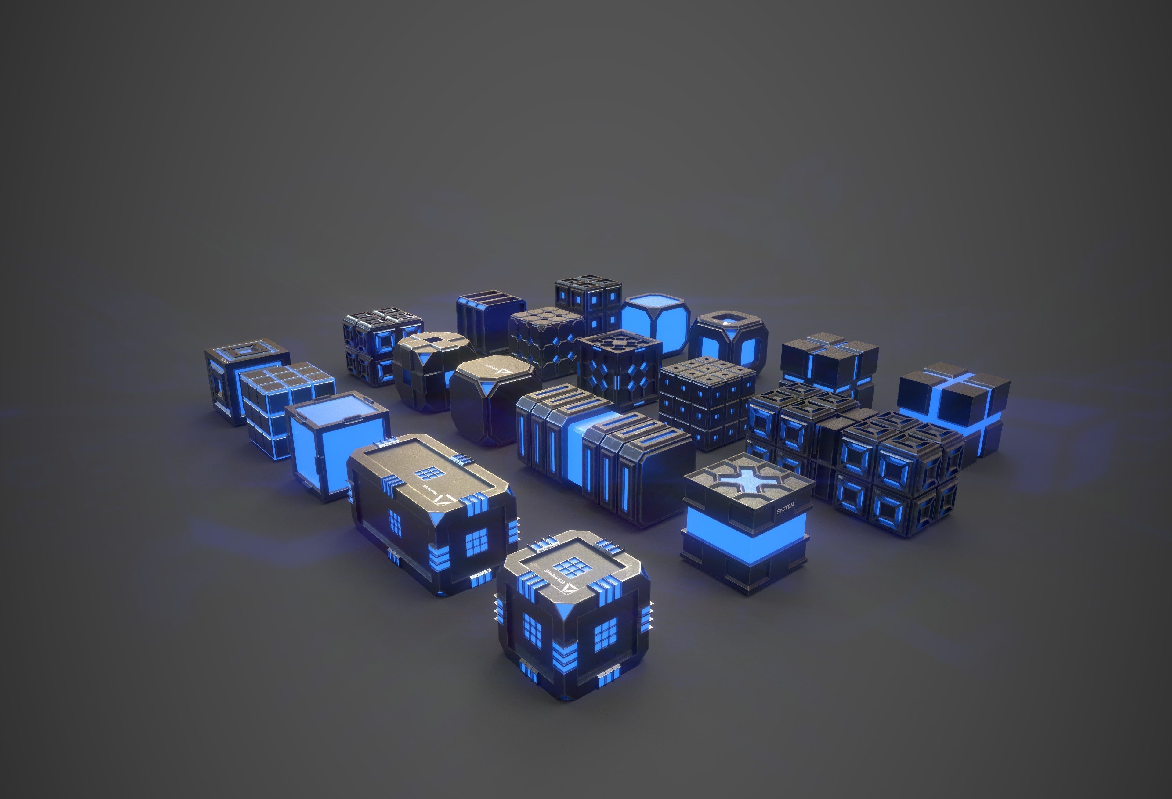 3D model Sic-Fi Box Collection Metal VR / AR / low-poly | CGTrader