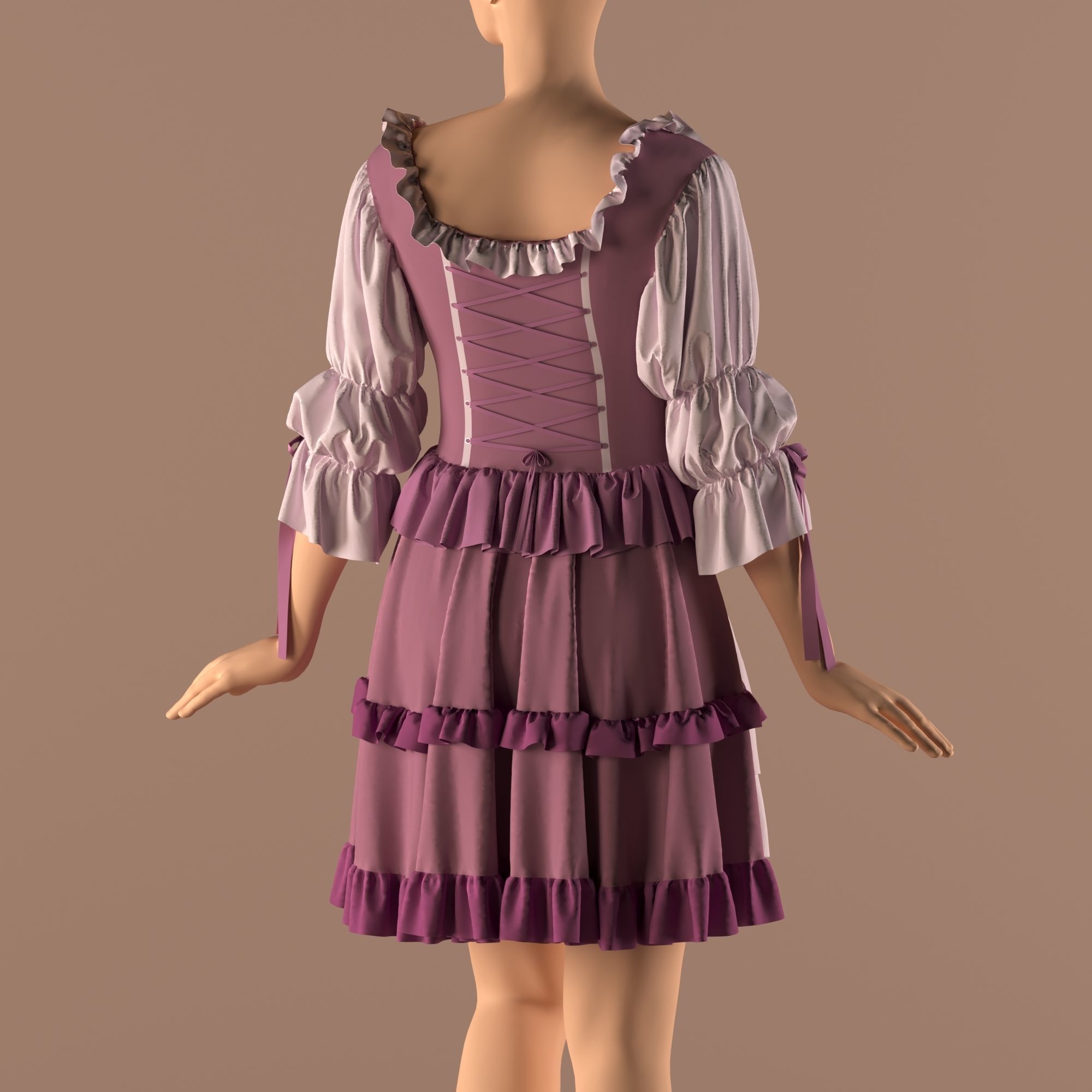 cute custom dress -ZPRJ- FBX- OBJ-MTL-TEXTURE 3D model | CGTrader
