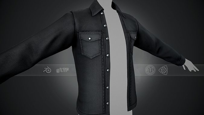 3D model Black Denim Shirt VR / AR / low-poly | CGTrader