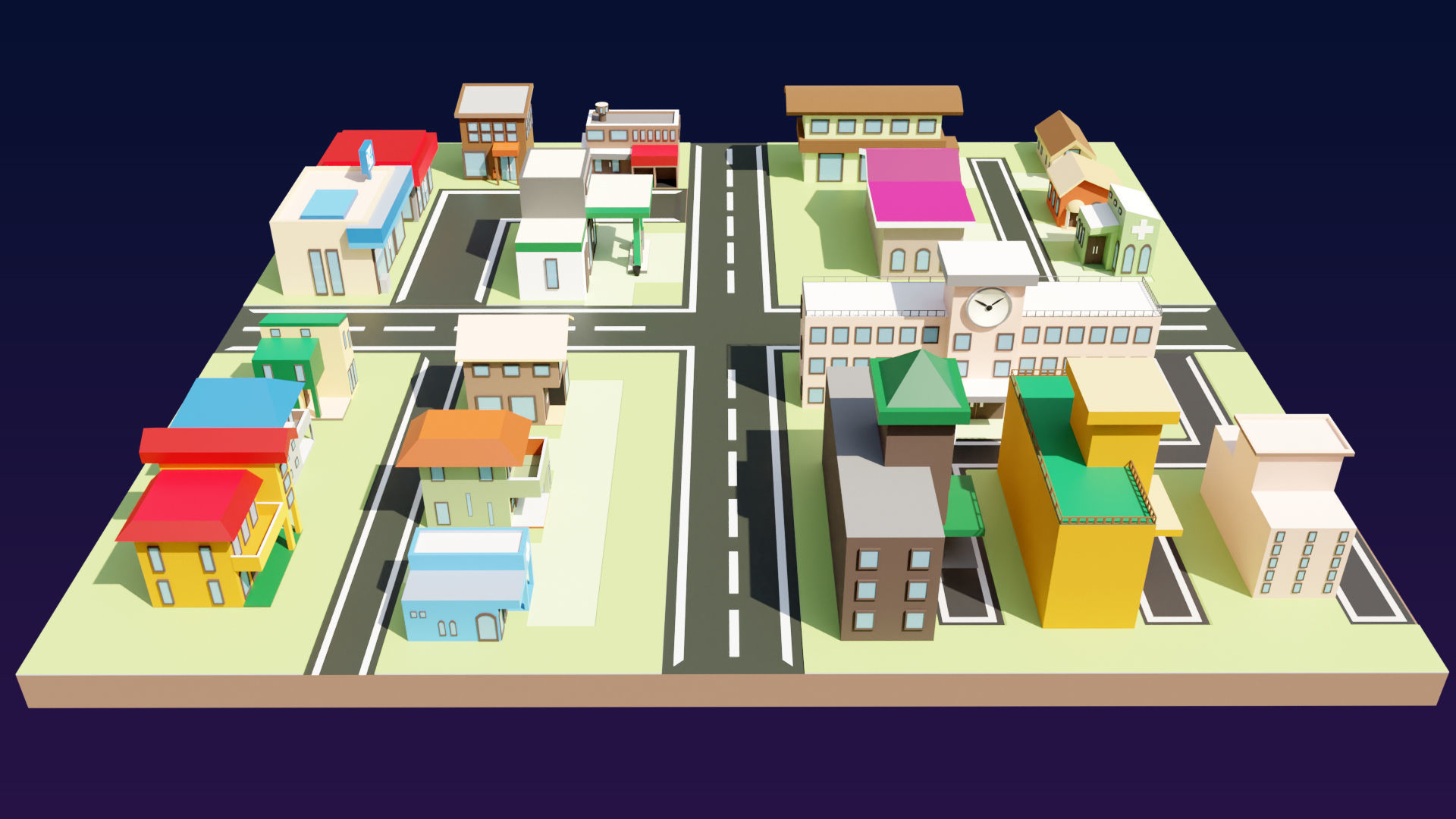 3D model 3D Cartoon City buildings for games VR / AR / low-poly | CGTrader