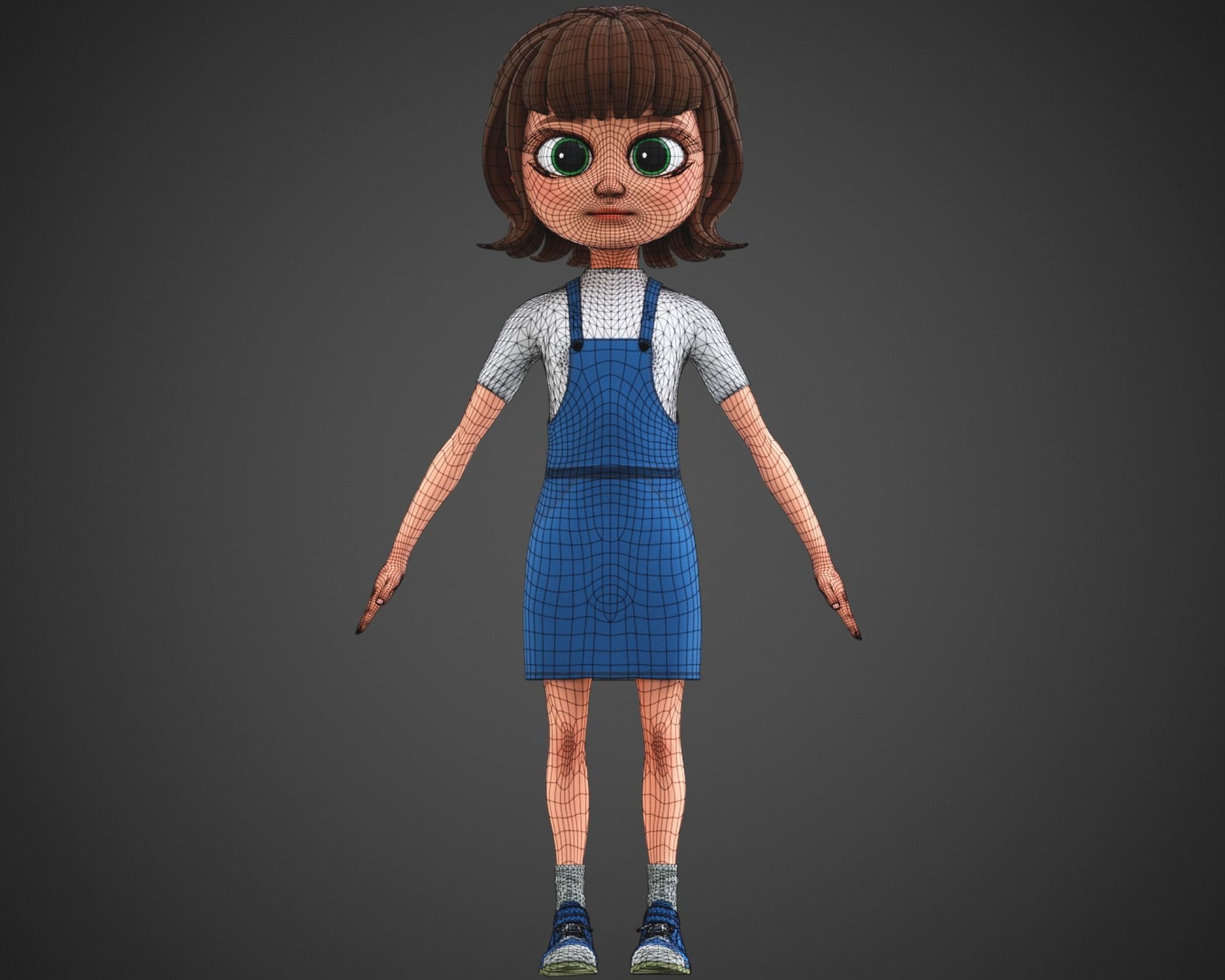 3D model Stylized Cartoon Girl Kid rigged character VR / AR / low-poly ...