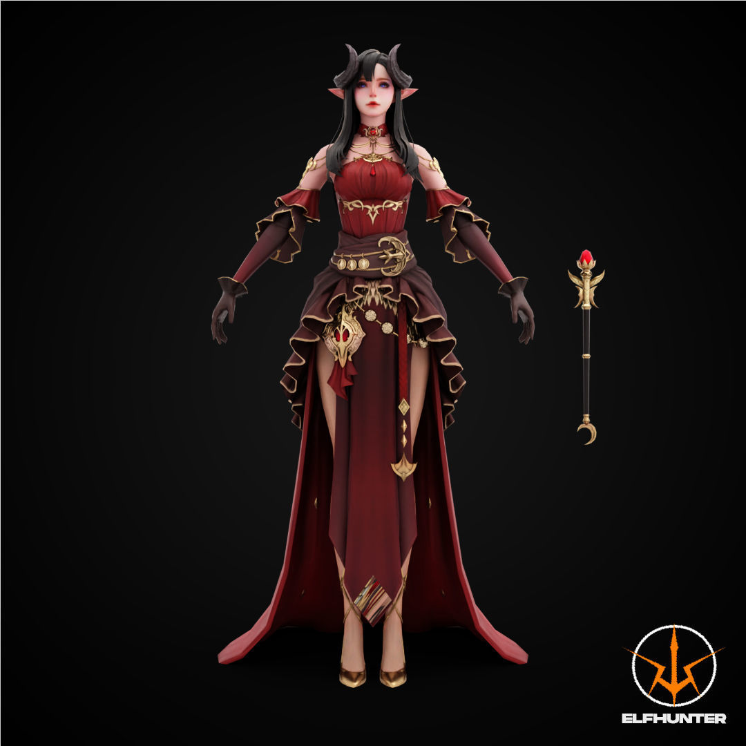 3D model EXCLUSIVE EDITION RIGGED CHARACTER ELF DEMONIC VR / AR / low ...