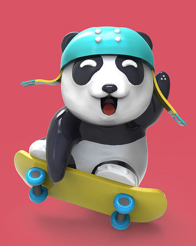 skateboarding panda doodleup3d 3D model 3D printable | CGTrader