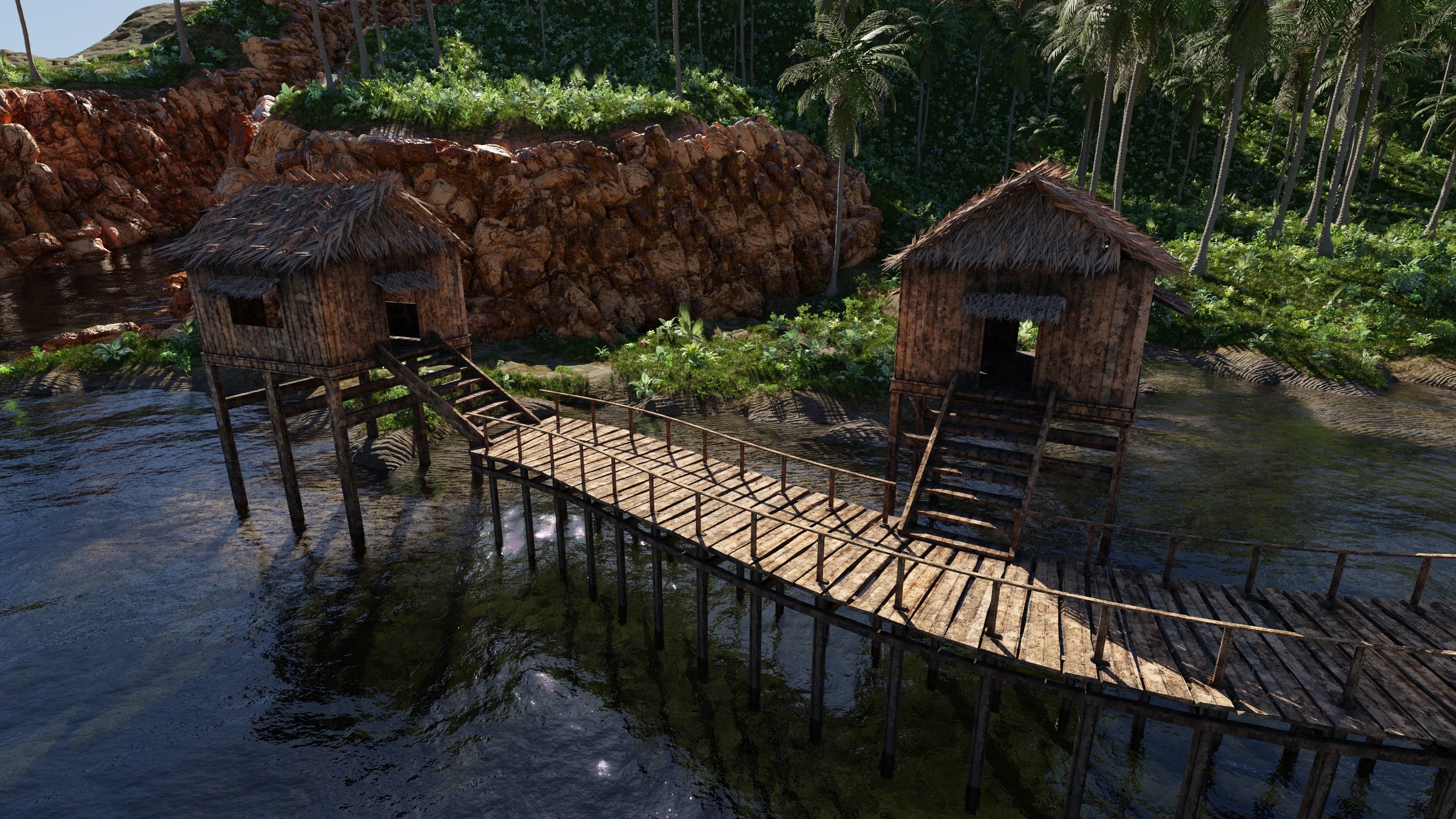 Waterfall Tropical Scene 3D model | CGTrader