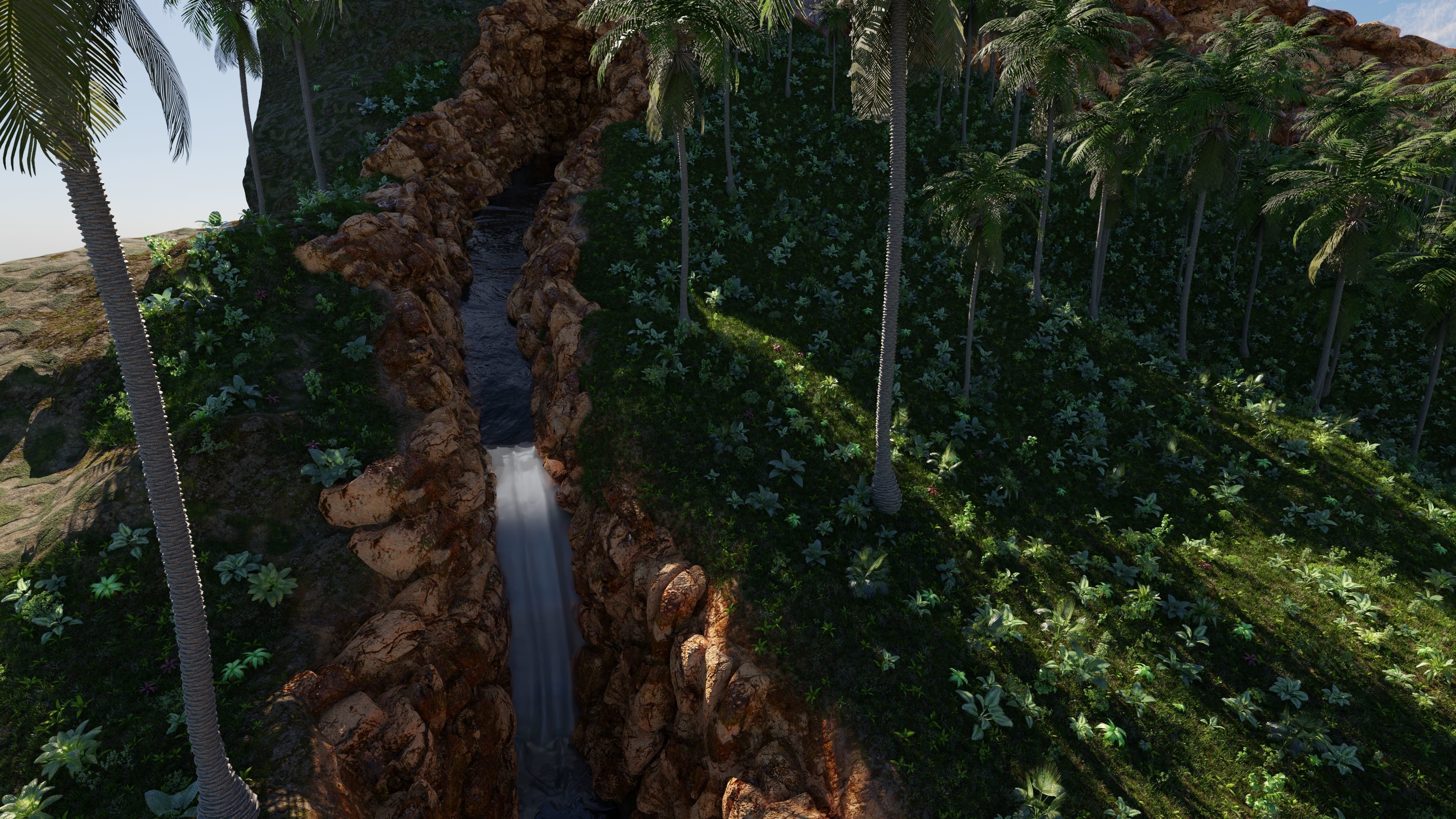 Waterfall Tropical Scene 3D model | CGTrader