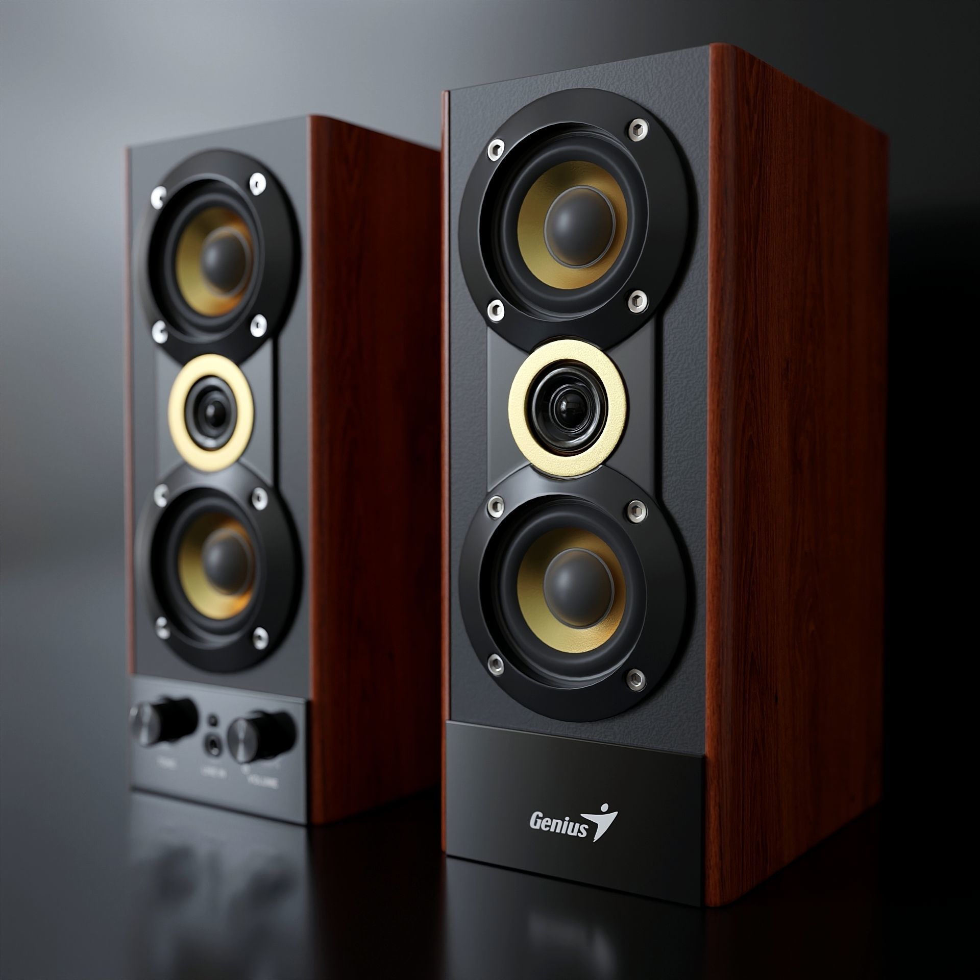 Wooden speaker system for PC 3D model | CGTrader