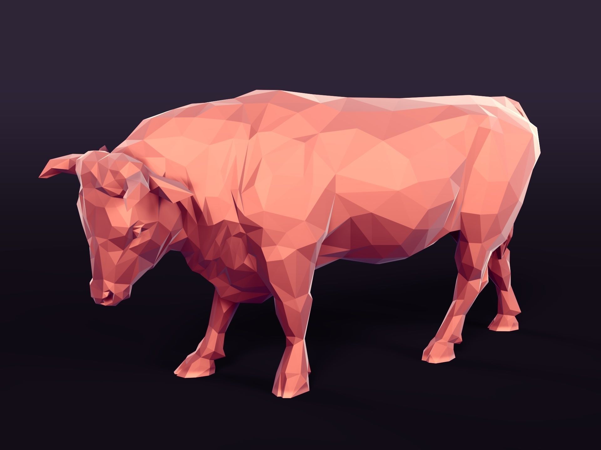 3D Printable Low Polygon Bull Statue 3D model 3D printable | CGTrader