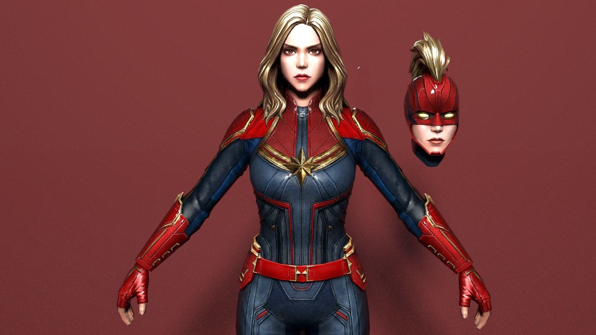 CAPTAIN MARVEL 3D model rigged | CGTrader