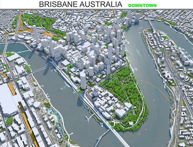 3D model Brisbane Downtown Australia VR / AR / low-poly | CGTrader