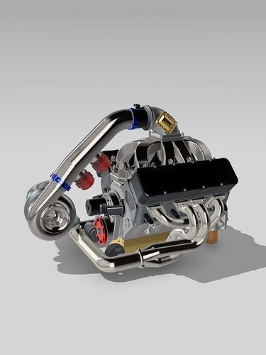 SBC Single Turbo Higgins Race Motor Small Block Chev 3D model 3D ...