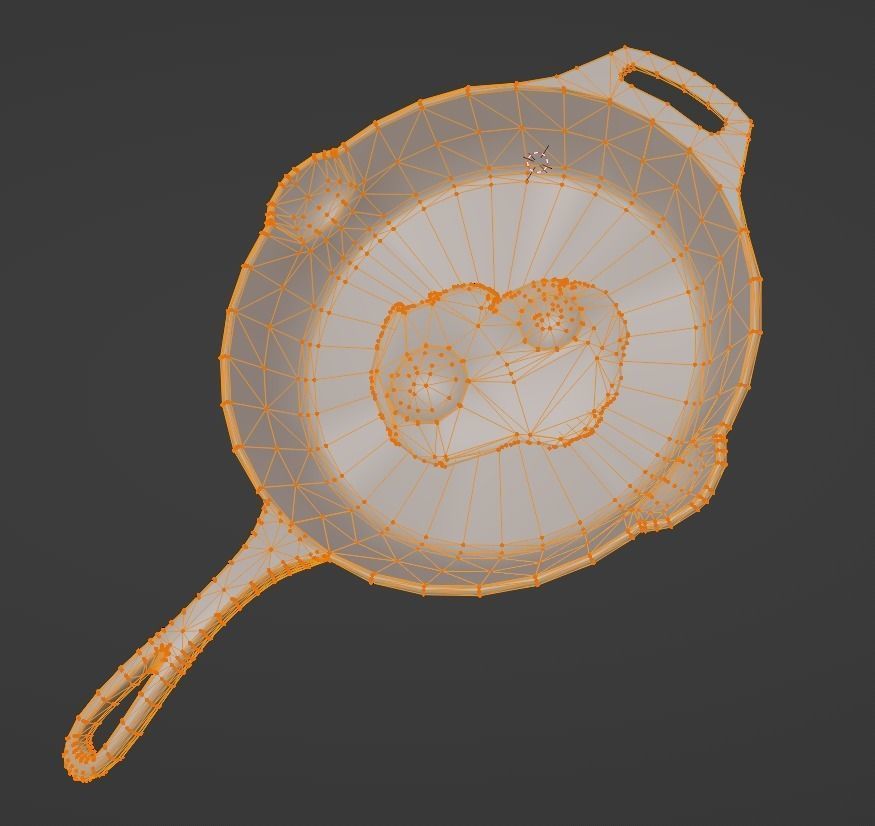 3D model Cast iron frying pan with eggs VR / AR / low-poly | CGTrader