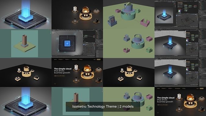 3D Model Collection Isometric Technology Theme VR / AR / low-poly ...