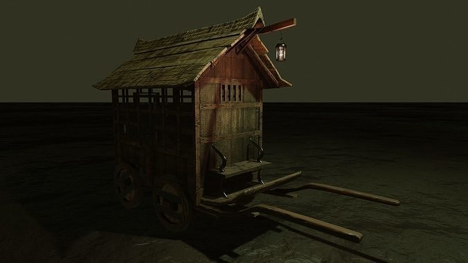 3D model Medieval Horse Cage Cart LP 3D model prisoner carriage VR / AR ...