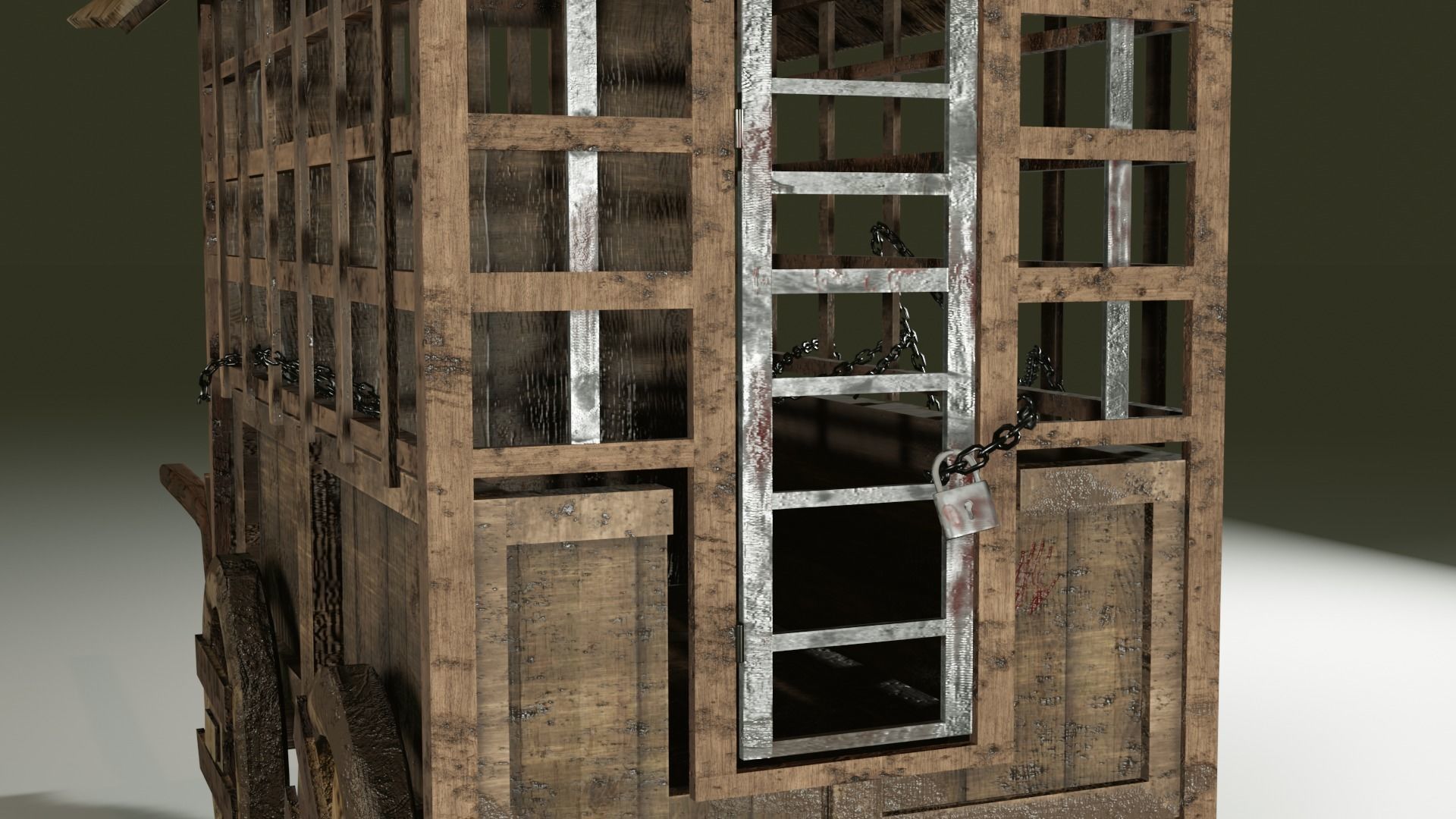 3D model Medieval Horse Cage Cart LP 3D model prisoner carriage VR / AR ...