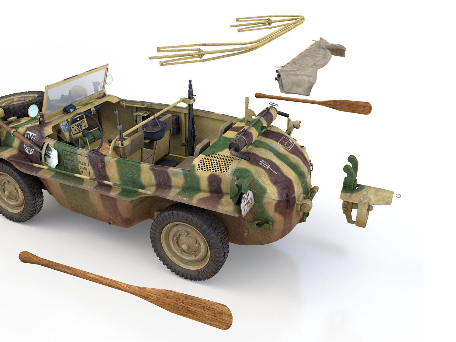 VW - Typ 166 - Schwimmwagen - 2 Panzer Division 3D model | CGTrader