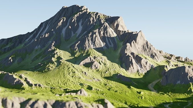 3D model Mountain Terrain 4x4 Km VR / AR / low-poly | CGTrader