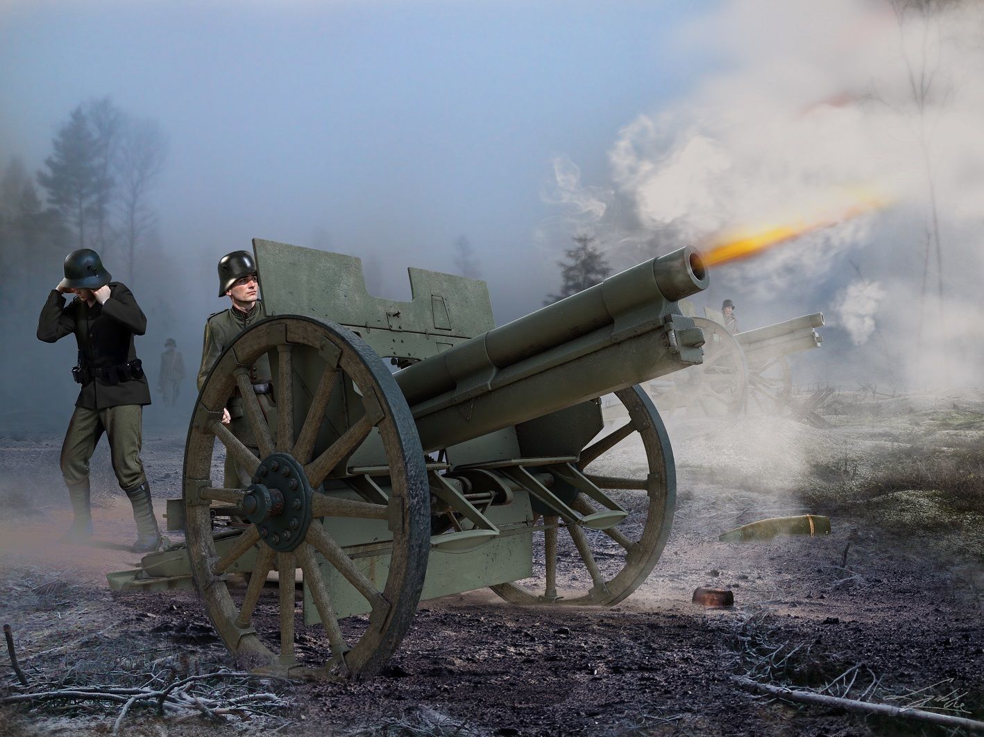 German cannon 7 7 cm Feldkanone 96 3D model | CGTrader