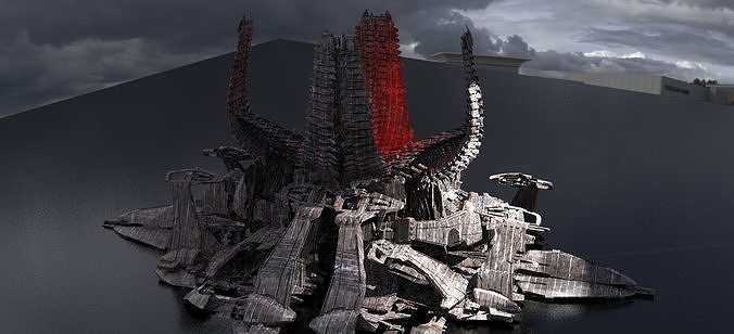 Alien Spine Tower City 3 3D model | CGTrader