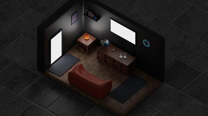 Isometric Living Room 3D model | CGTrader