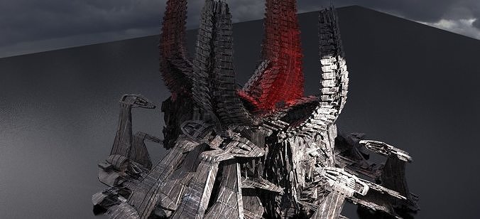 Alien Spine Tower City 4 3D model | CGTrader