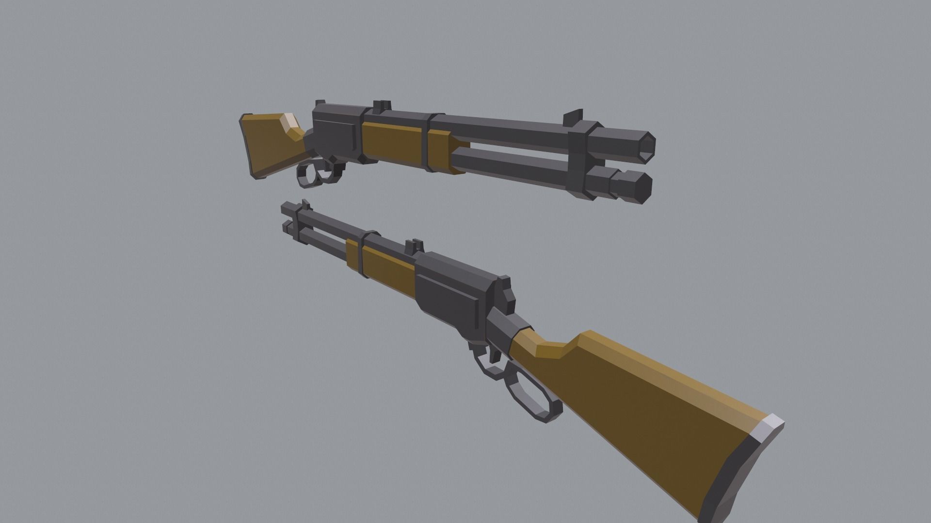 3D model Low poly pack two shotguns VR / AR / low-poly | CGTrader