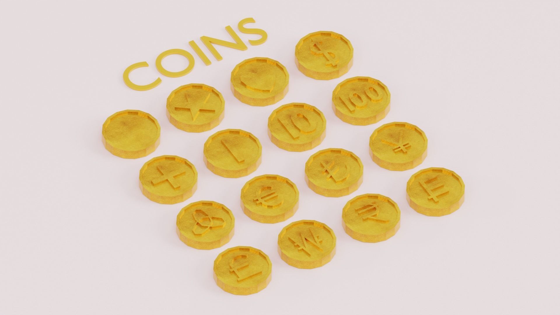 3D model Lowpoly Gold Coins - subdivision ready VR / AR / low-poly ...