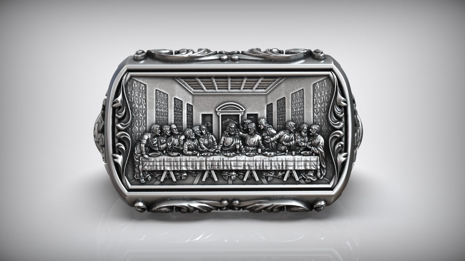 Jesus Christ The Last Supper Leonardo Pattern Signet 3D model 3D ...