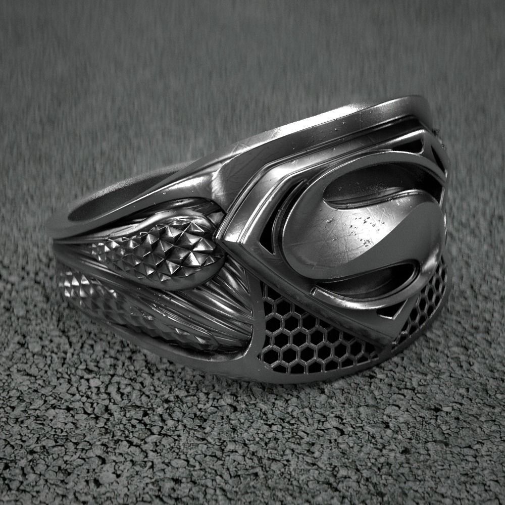 Superman-ring silver superman ring 3D model 3D printable | CGTrader