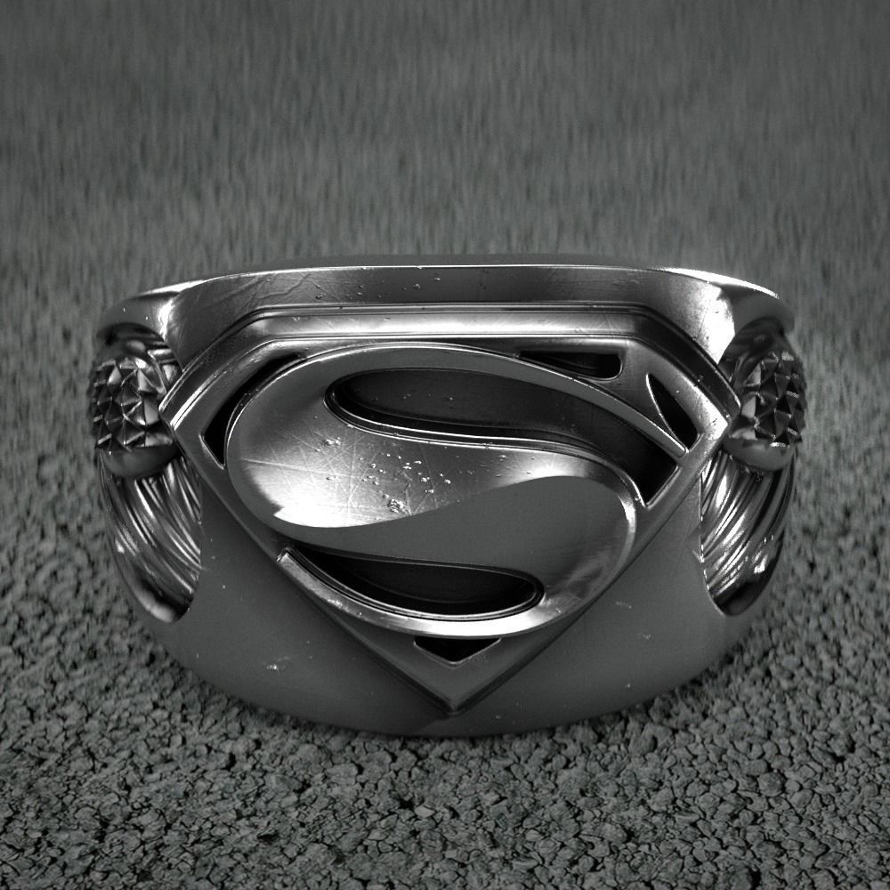 Superman-ring silver superman ring 3D model 3D printable | CGTrader